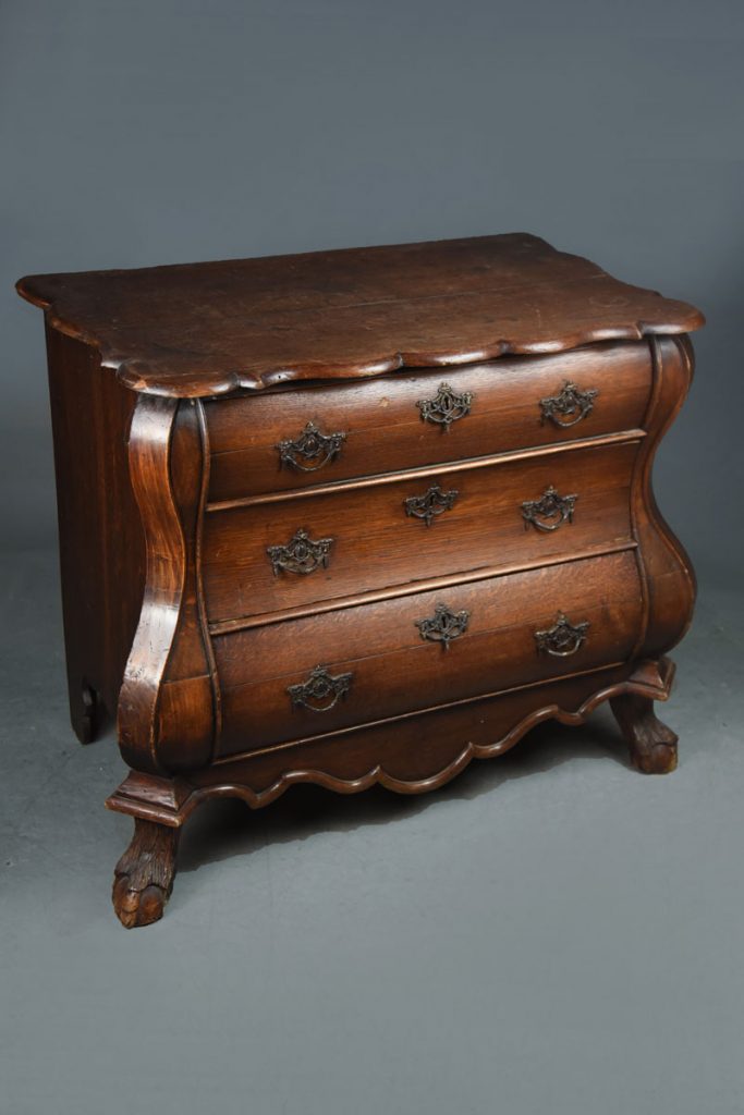Dutch Bombe Shape Oak Chest Of Drawers - The Classic Prop Hire Company
