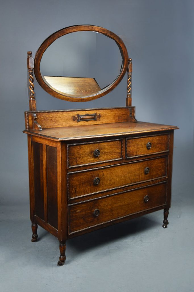Oak 3os 4 Drawer Dressing Table & oval Mirror Bead Edges - The Classic ...