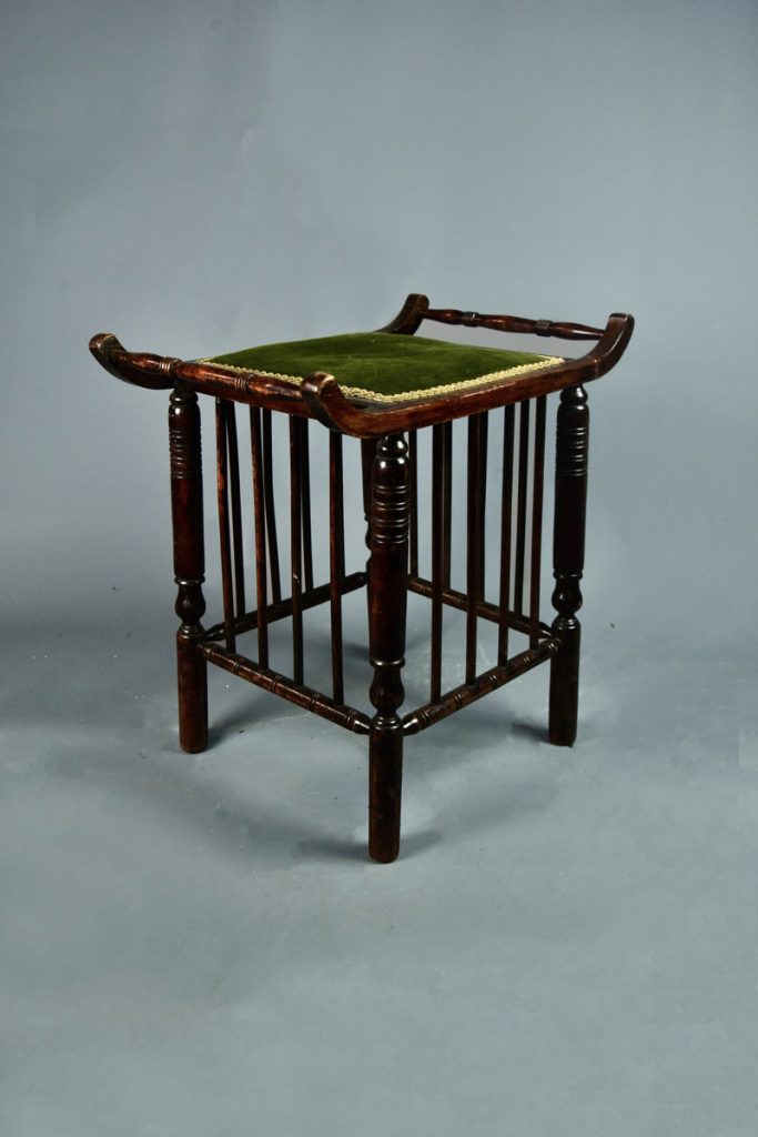 Green Upholstered Edwardian Piano Stool - The Classic Prop Hire Company