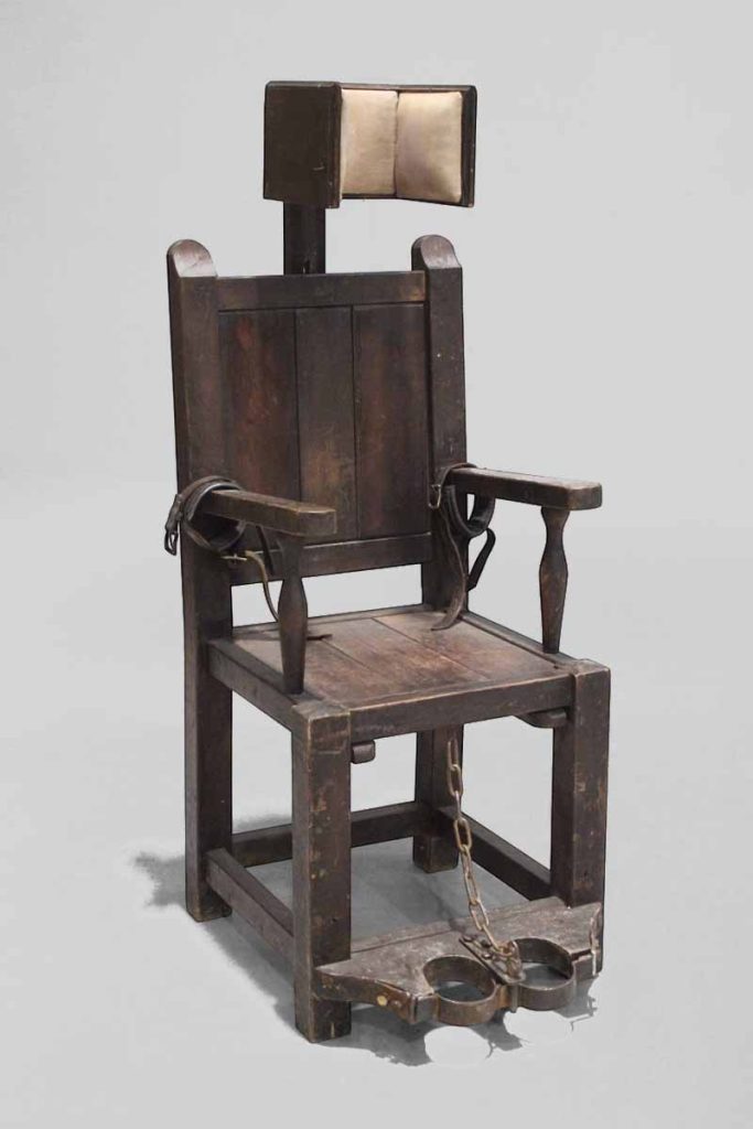 Oak Restraint / Torture Chair with Headclamp & Leather Straps – The ...