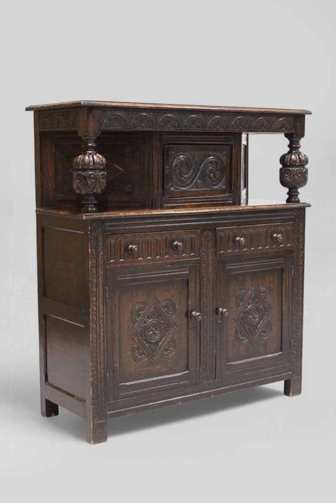 Oak Carved Court Cupboard – The Classic Prop Hire Company
