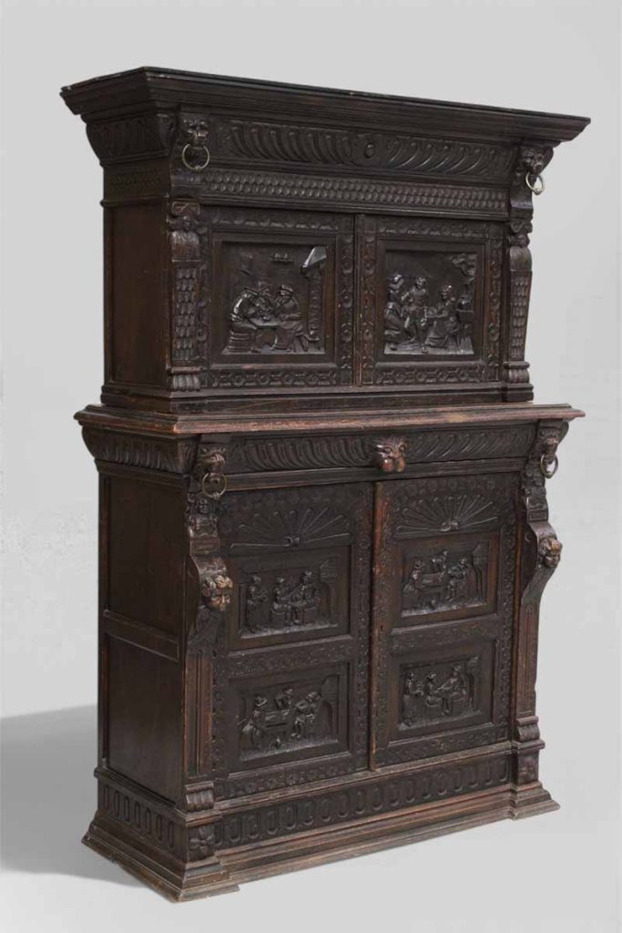 Flemish Oak Cupboard with Decorative Carvings – The Classic Prop Hire ...