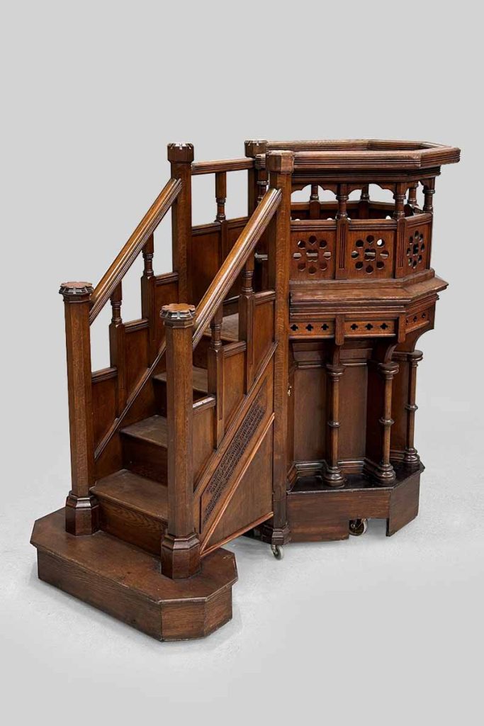 Oak Carved Gothic Church Pulpit with Attached Steps – The Classic Prop ...