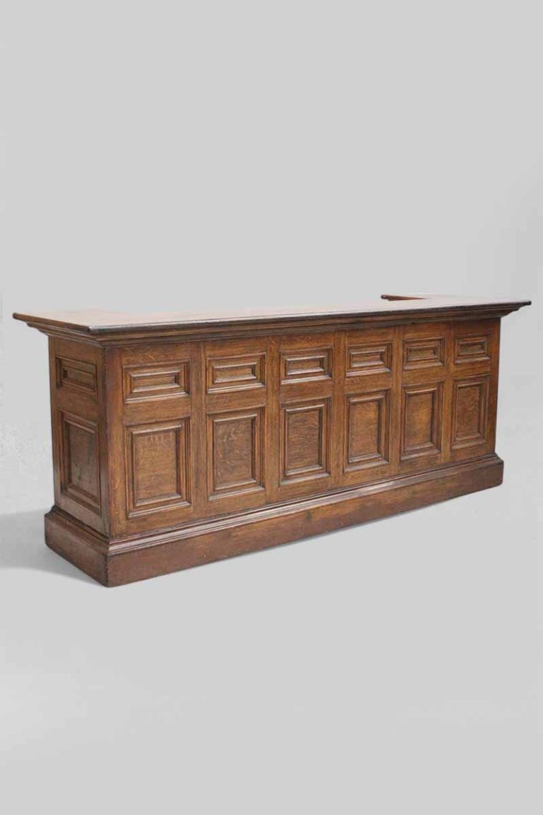 Oak Grained Panelled Bar / Reception Counter – The Classic Prop Hire ...