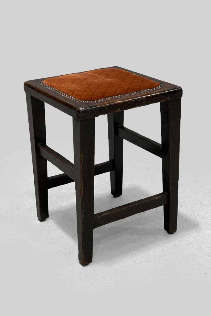 Small Country Stool with Rust Red Velvet Square Seat – The Classic Prop ...