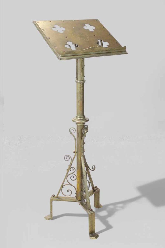 Brass Floor Standing Lectern with Engraved & Cut Out Slope on Tripod ...