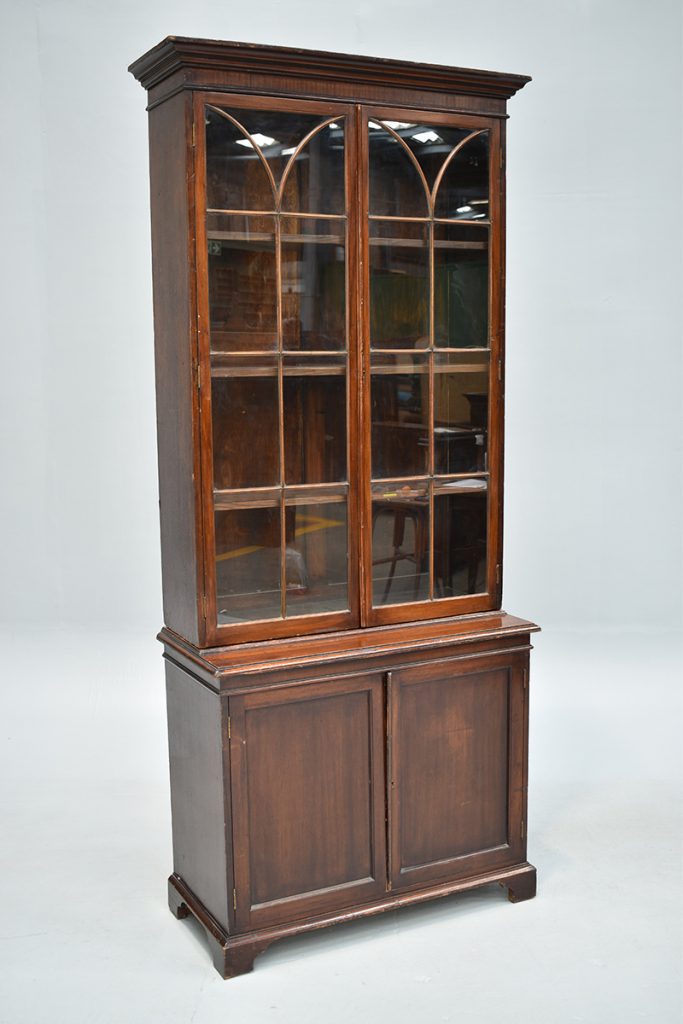 Mahogany Bookcase With 2 Gothic Arch Glazed Doors On 2 Door Base – The ...
