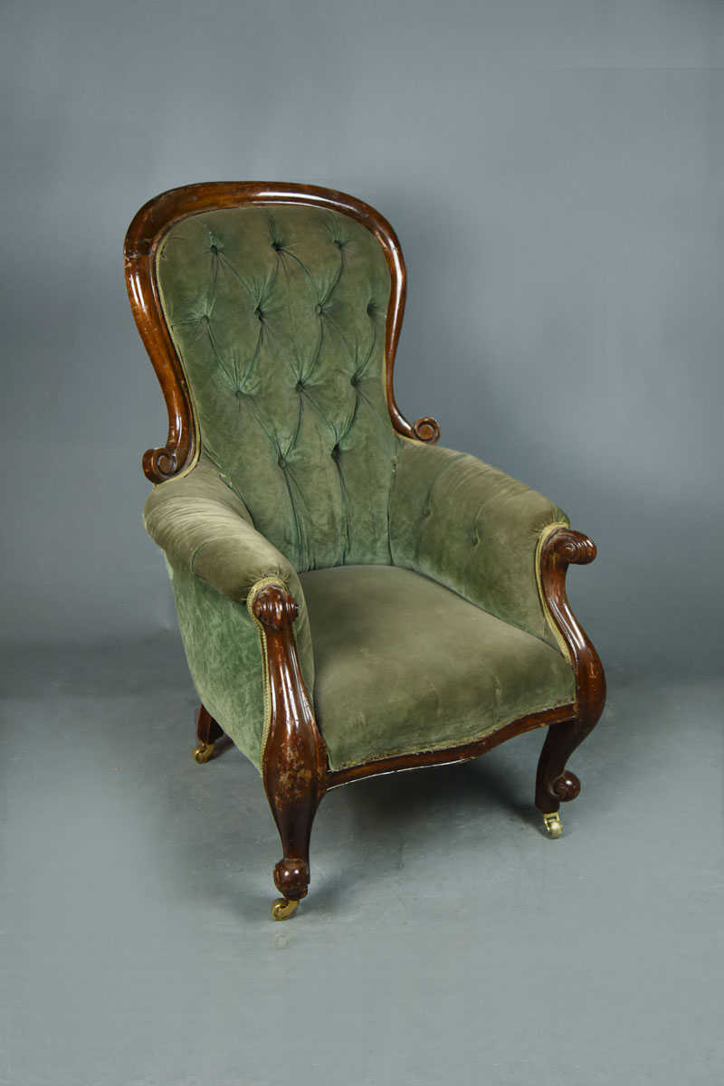 Victorian Ladies Chair Cab Legs Green Upholstery - The Classic Prop ...