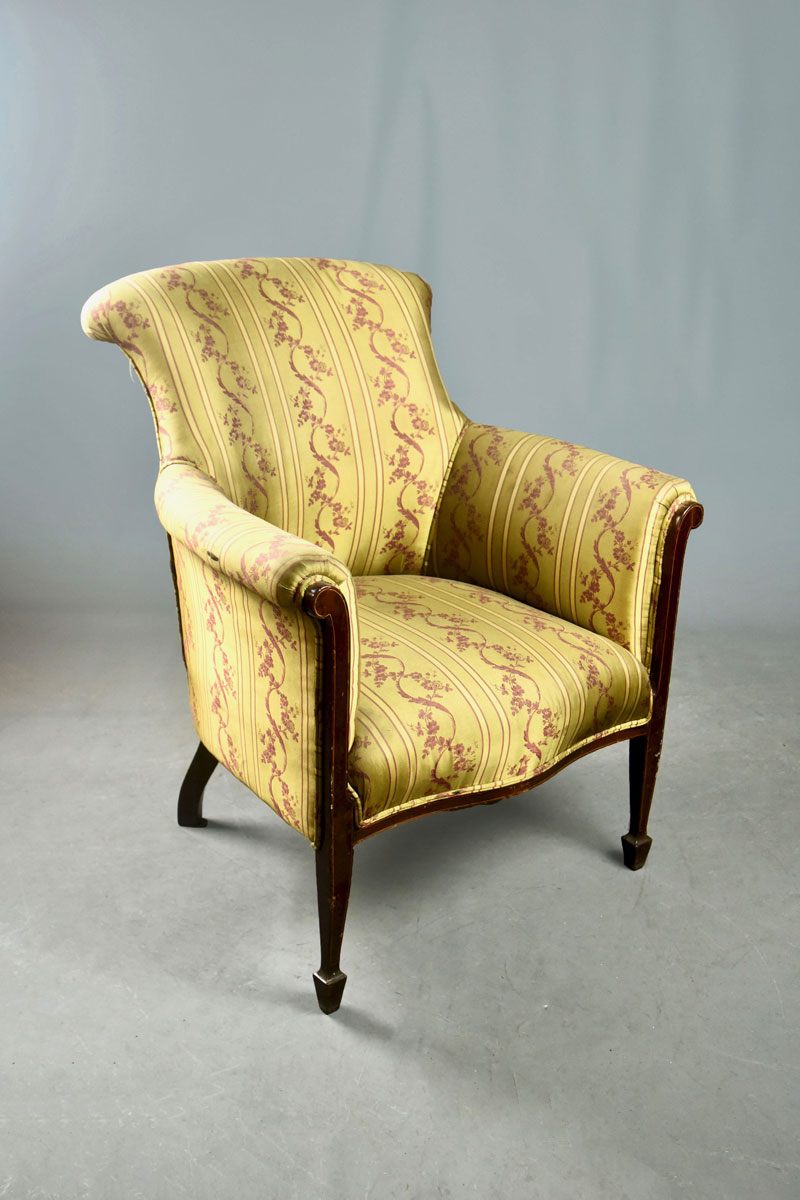 Small Tub Chair with Scrolled Headrest - The Classic Prop Hire Company