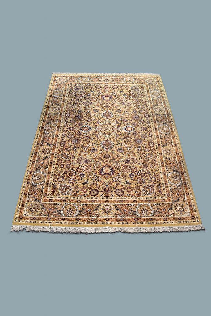 14′ x 9’9″ Persian Yellow / Gold Ground Rug with Animal Pattern – The ...