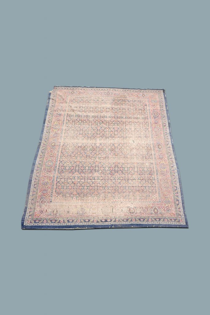 11’5 x 8’6 Beige & Pink Ground Floral Rug With Blue Border – The ...