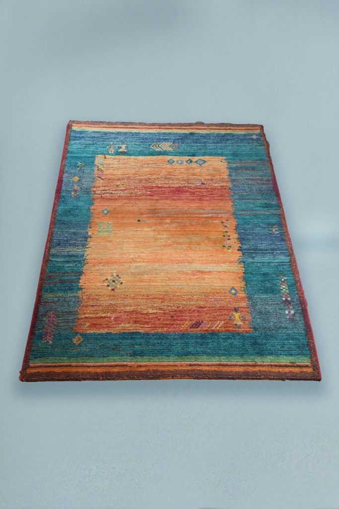 5’6″ x 4′ Burnt Orange & Blue Aztec Style Rug – The Classic Prop Hire ...