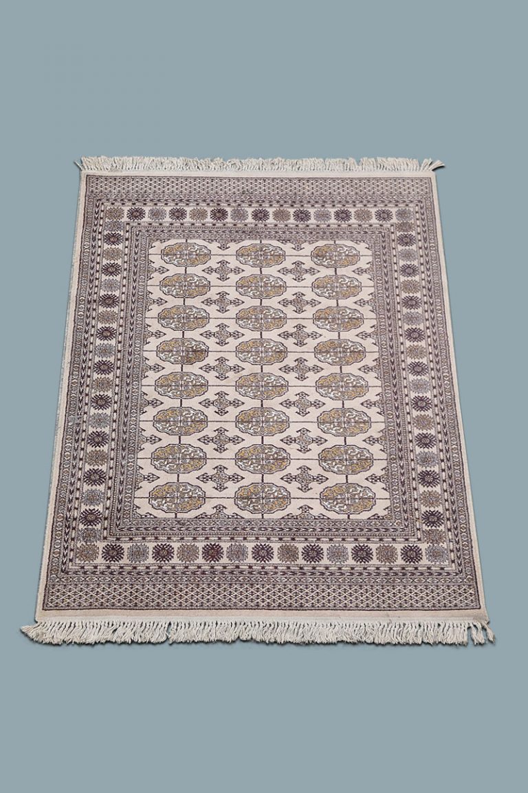 6’6″x 4’6″ Beige Bokhara Belgian Rug – The Classic Prop Hire Company