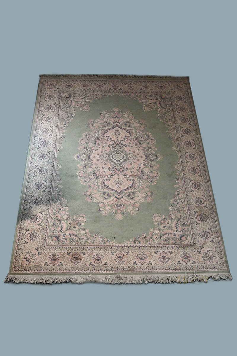 11 X 7 10 Pale Green Ground Rug The Classic Prop Hire Company