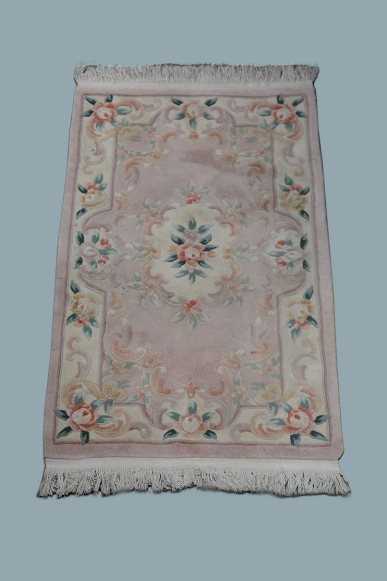 4'11" x 3'1" Pink Ground Rug Cream Border and Centre - The Classic Prop ...