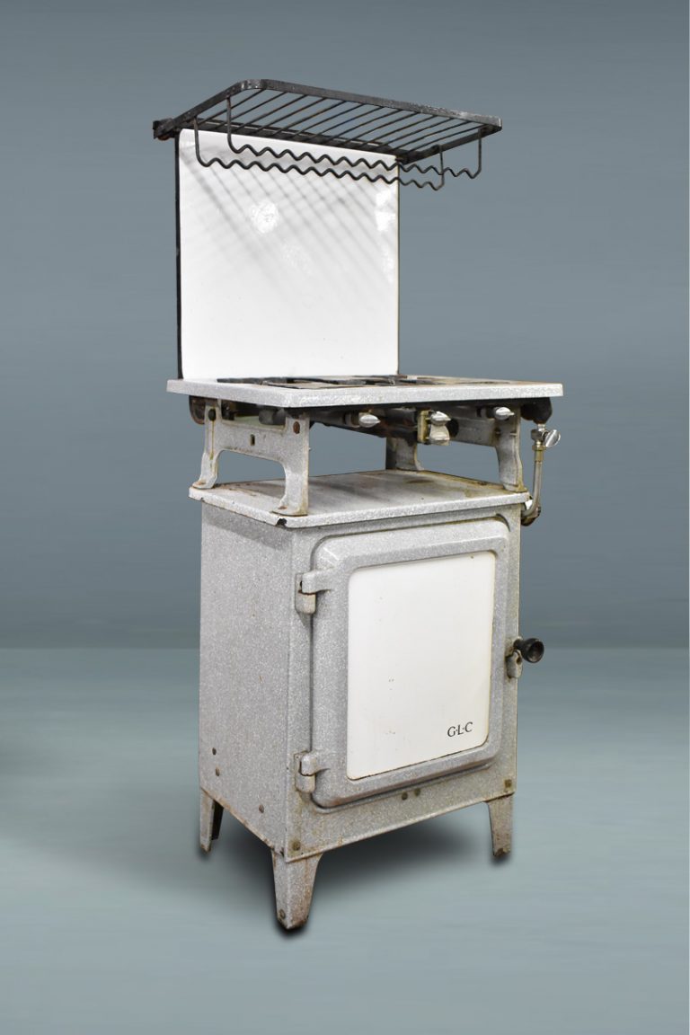 Grey & White Cast Iron Gas Cooker – The Classic Prop Hire Company