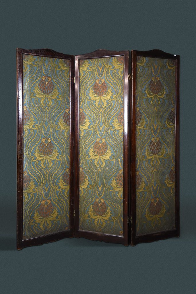 Three Leaf Wood & Tapestry Screen Turquoise & Gold Panels - The Classic ...
