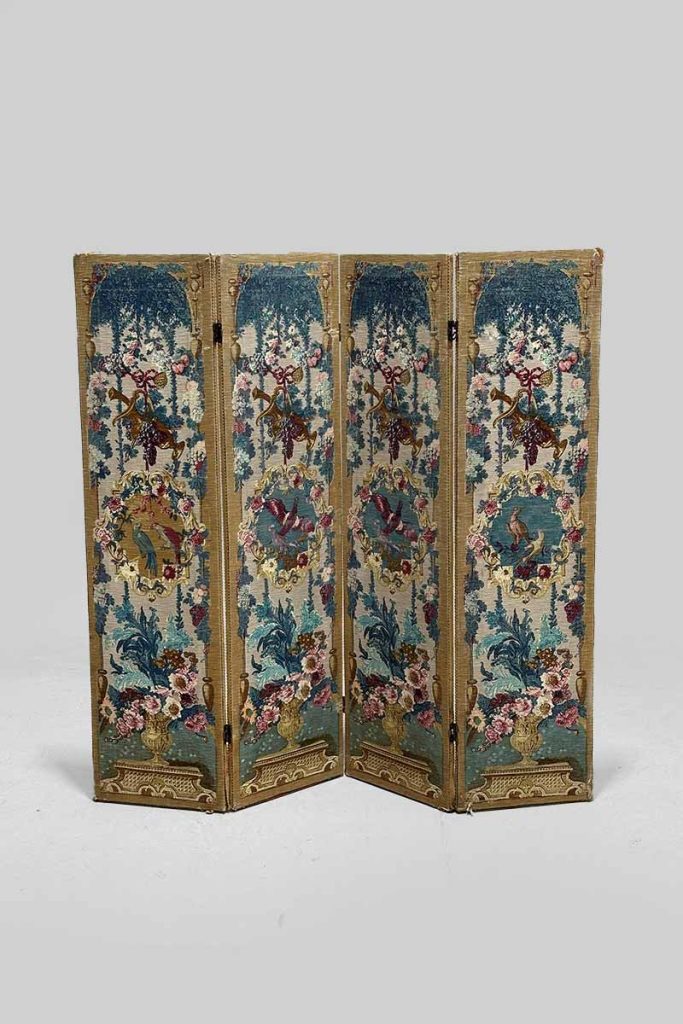 Four Leaf Small Blue Floral Tapestry Screen - The Classic Prop Hire Company
