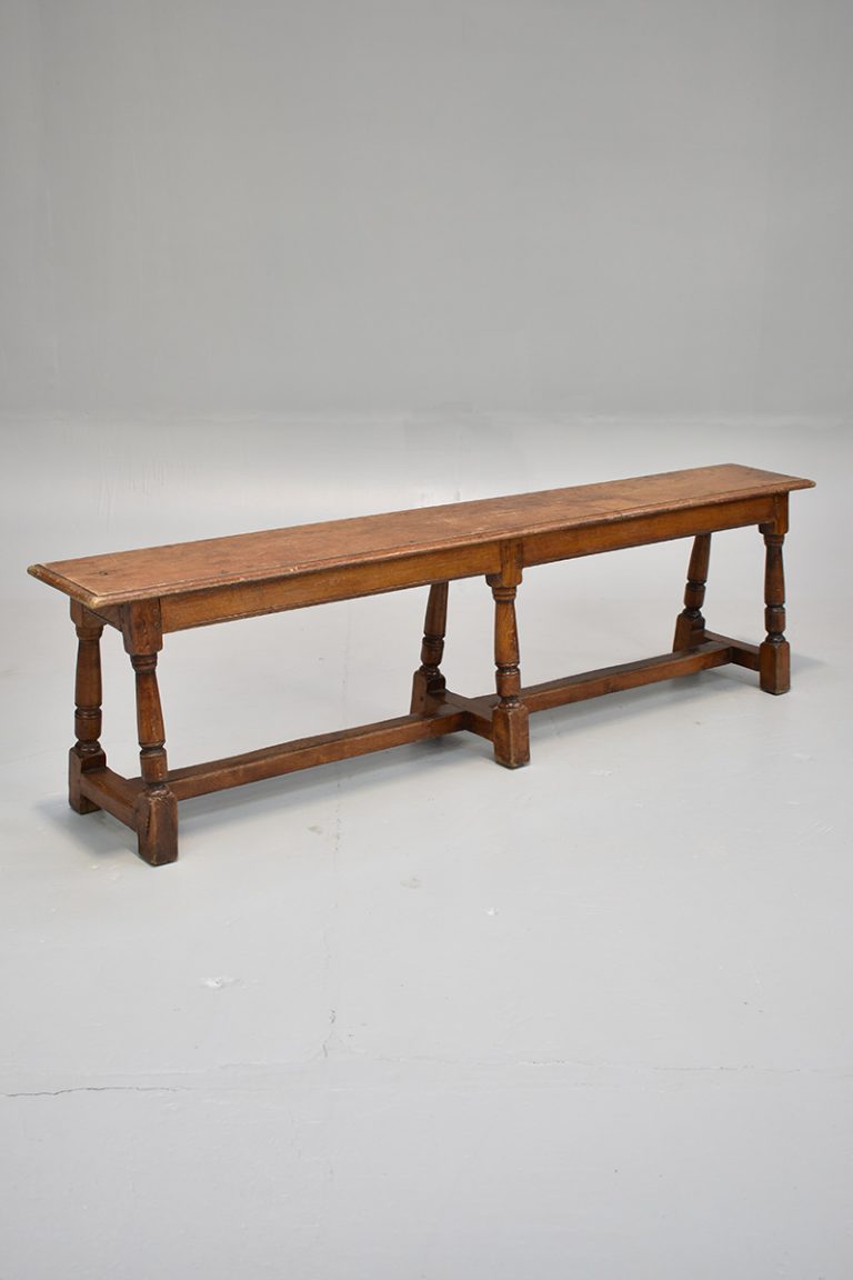 6' Oak Form Bench On Turned Supports - The Classic Prop Hire Company