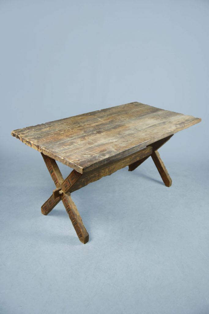 Medieval Rectangular Refectory Table With Decorative Painted X Frame ...