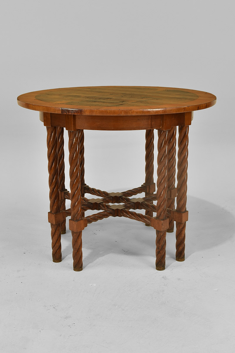 Walnut & Mahogany Crossbanded Circular Centre Table on Rope Twist Base ...