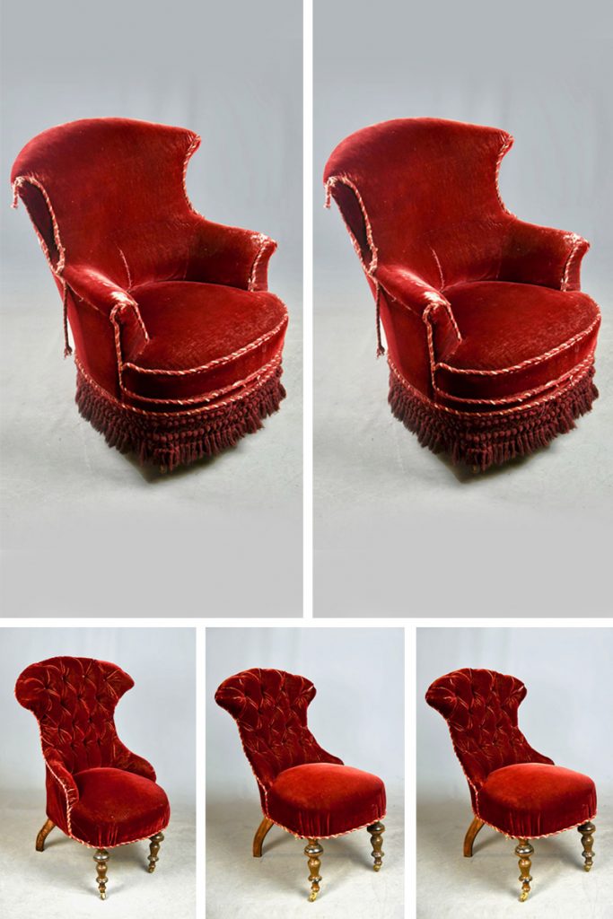 Victorian Red Velvet Upholstered Ladies Chair - The Classic Prop Hire ...