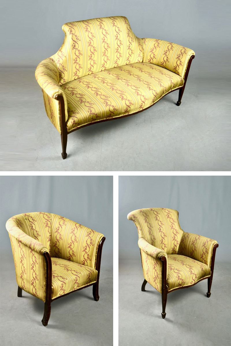 Small Tub Chair with Scrolled Headrest - The Classic Prop Hire Company