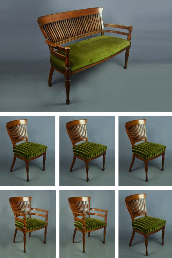 2 Seater Stick Back Settee with Green Upholstered Seat - The Classic ...