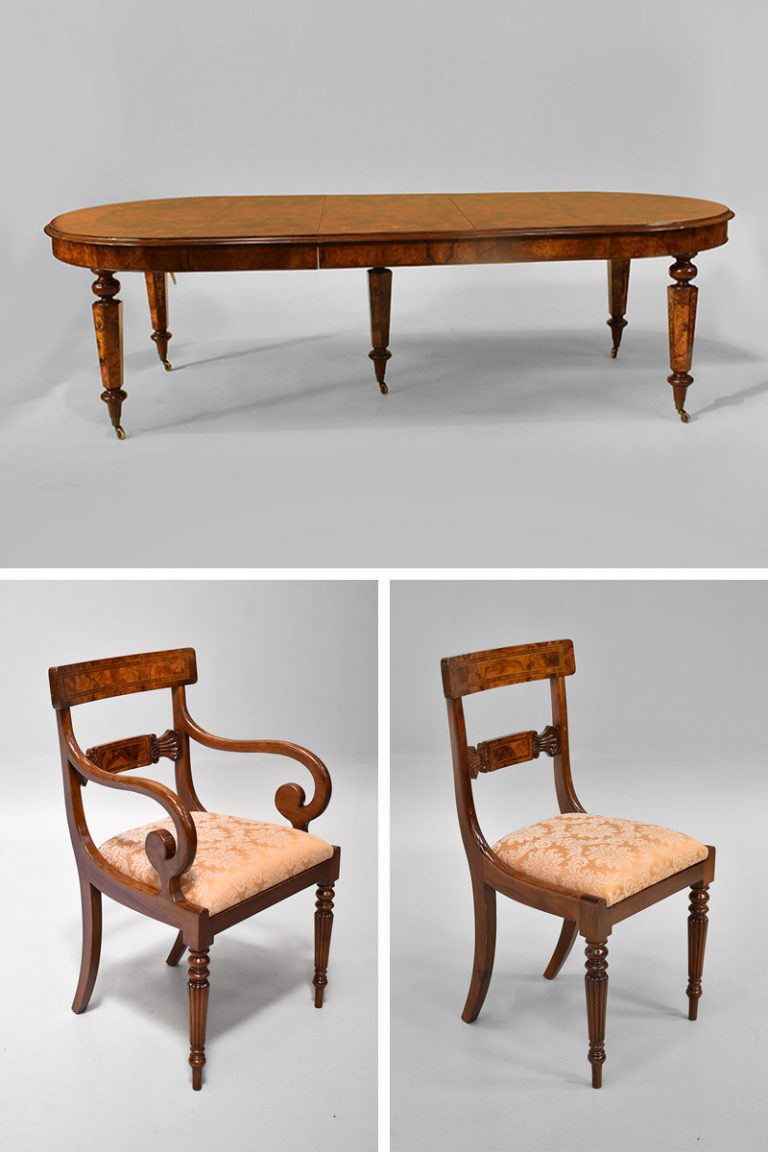 Walnut Dining Table and Chair Set – The Classic Prop Hire Company