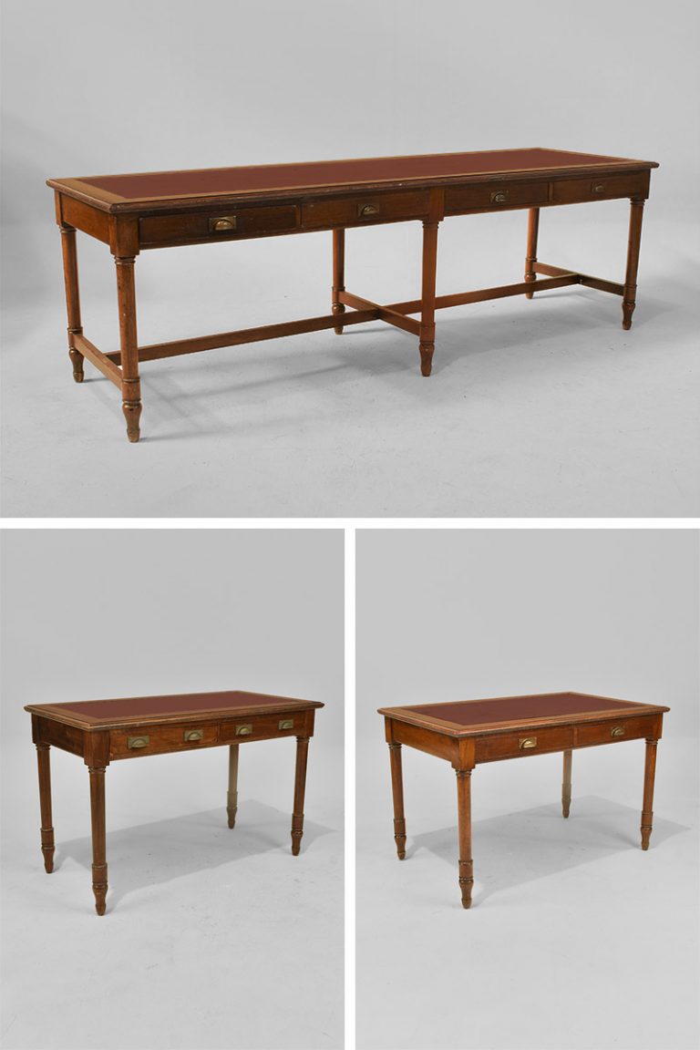 Mahogany & Brown Leatherette Writing / Library Table Set – The Classic ...
